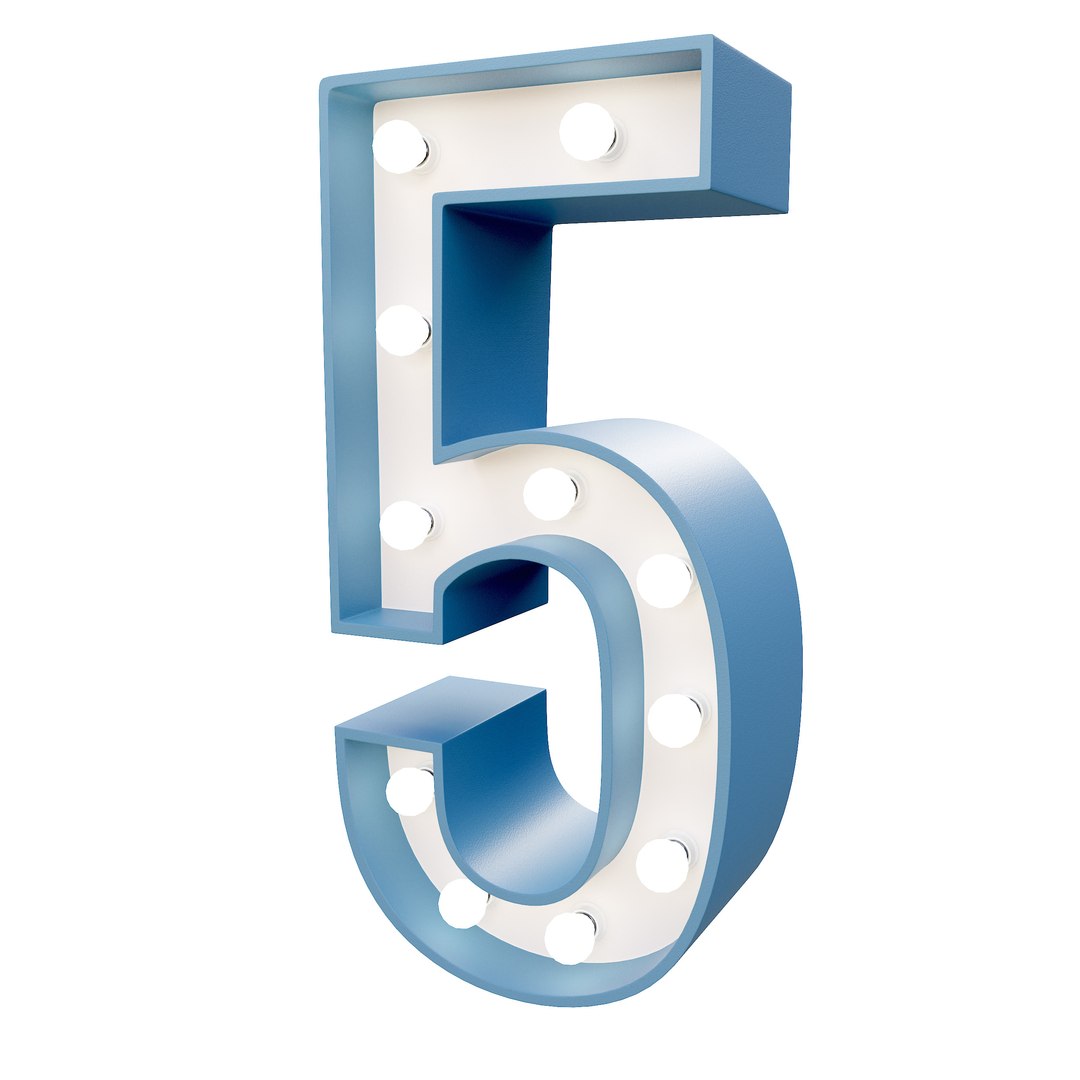 Marquee Number Five Light Bulb Glow Sign 3D Model - TurboSquid 1973611