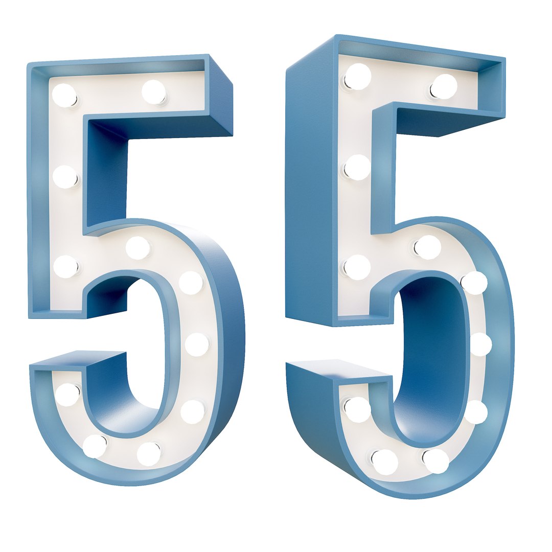 Marquee Number Five Light Bulb Glow Sign 3D Model - TurboSquid 1973611