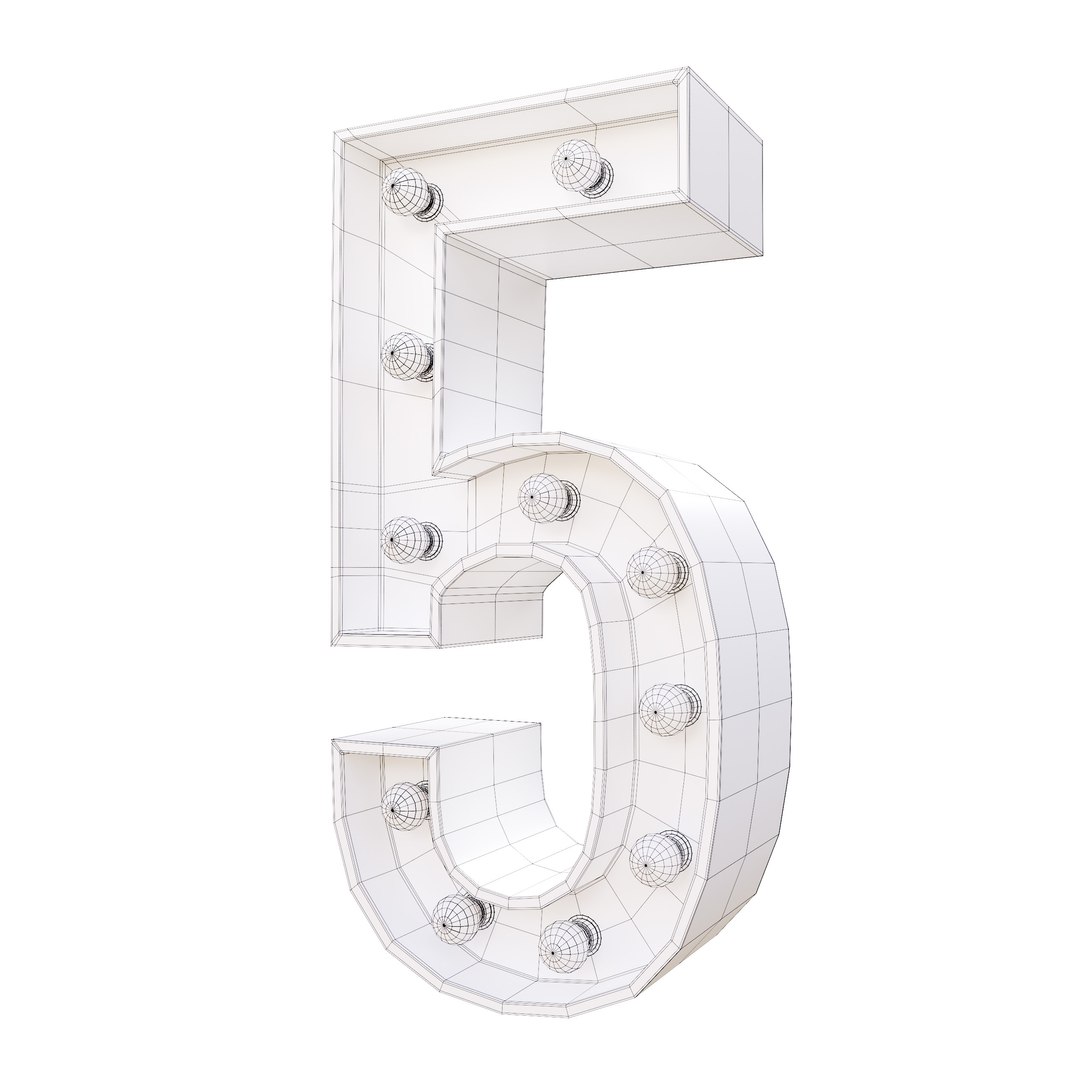 Marquee Number Five Light Bulb Glow Sign 3D Model - TurboSquid 1973611