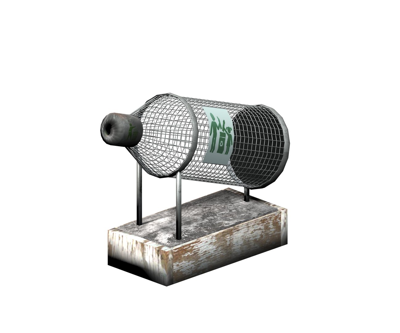 3D Bottle-shaped metal recycling dust bin model - TurboSquid 2130683