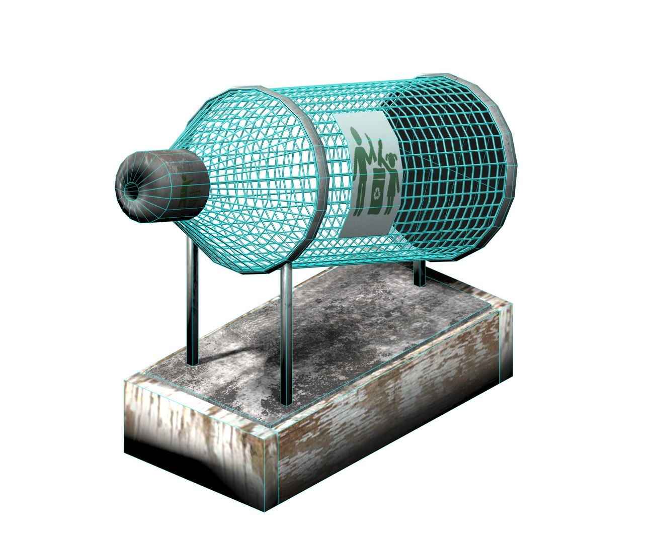 3D Bottle-shaped metal recycling dust bin model - TurboSquid 2130683