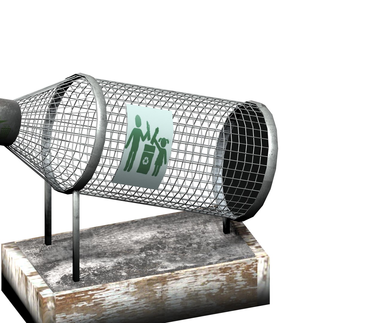 3D Bottle-shaped metal recycling dust bin model - TurboSquid 2130683
