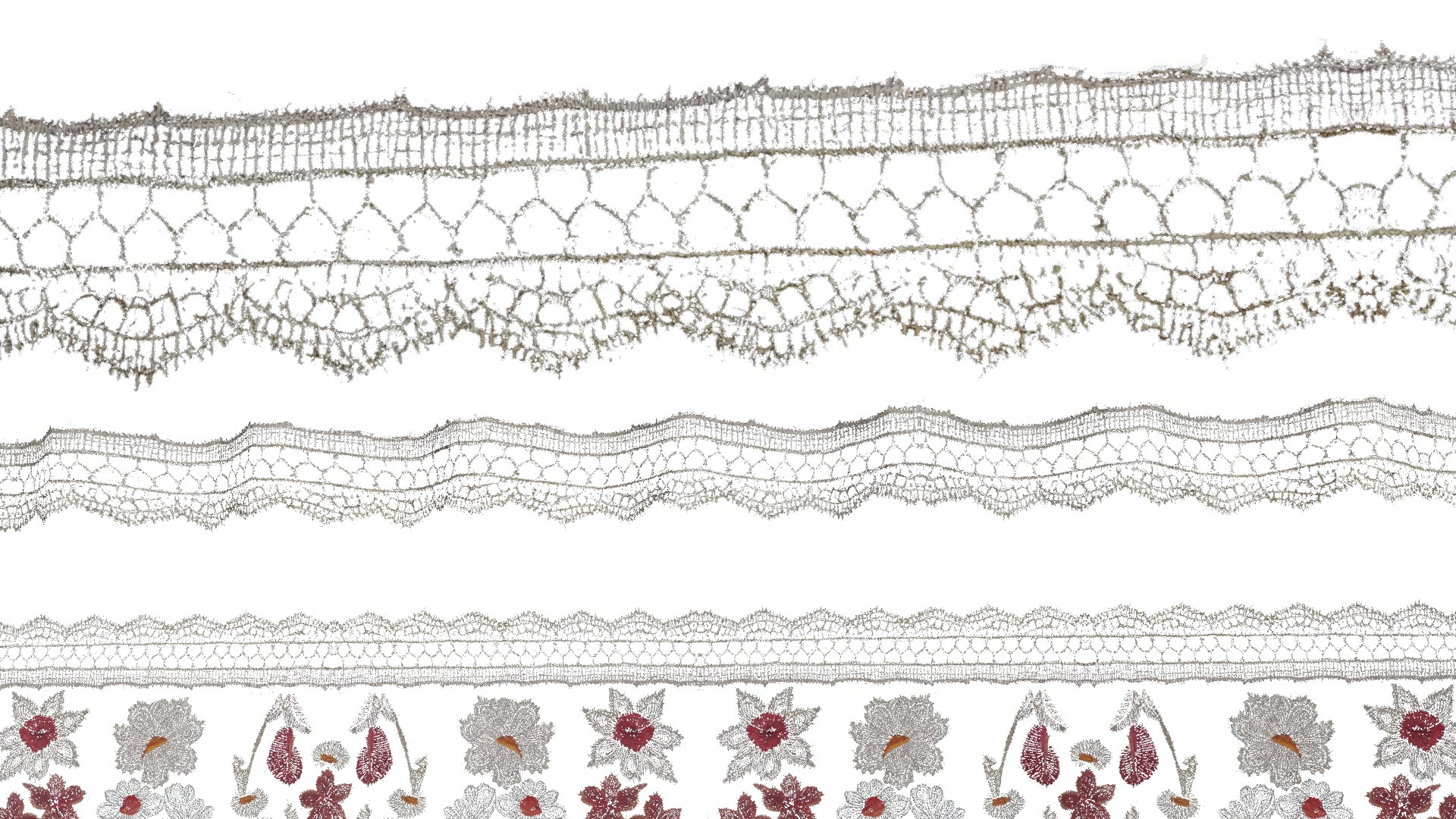 3D 3 Flowers Lace Borders And Trims Materials Textures - TurboSquid 2069932