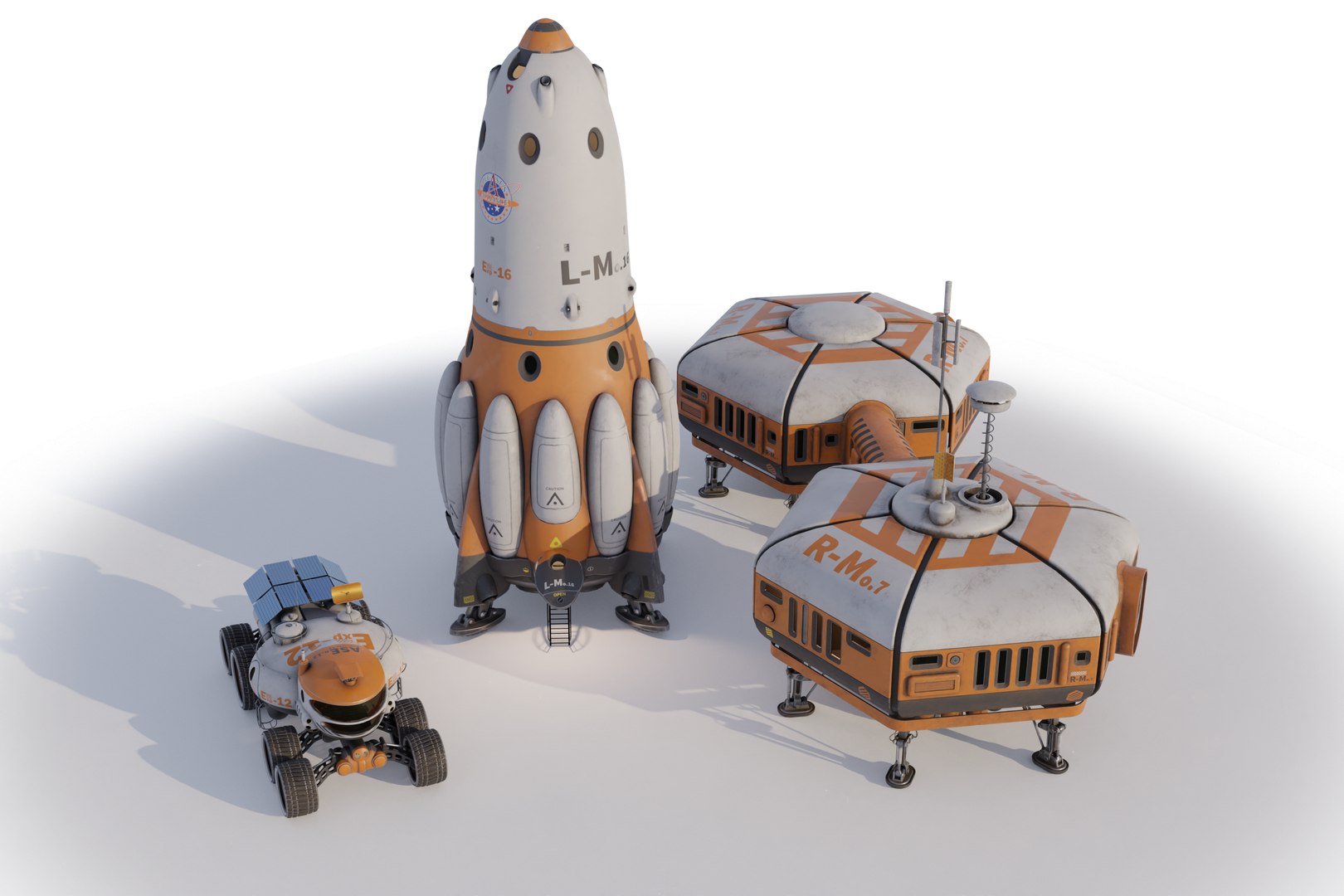 Planetary Collection Of Rocket And Explorer Vehicle And Planetary ...