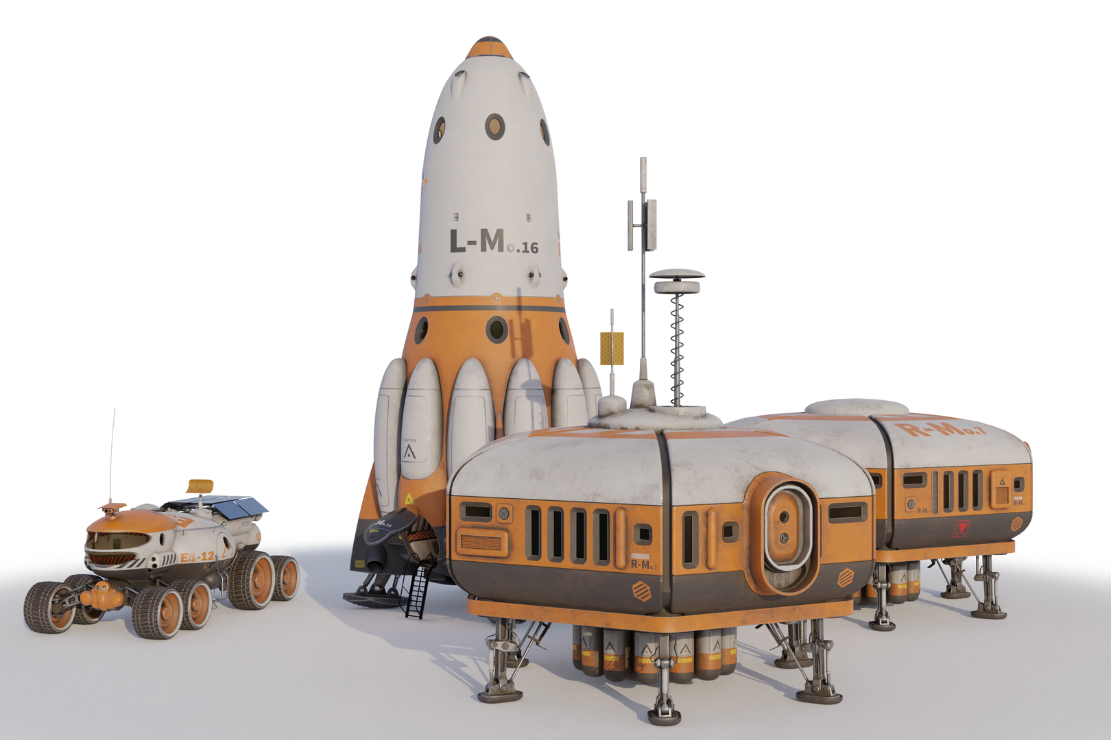 Planetary Collection Of Rocket And Explorer Vehicle And Planetary ...