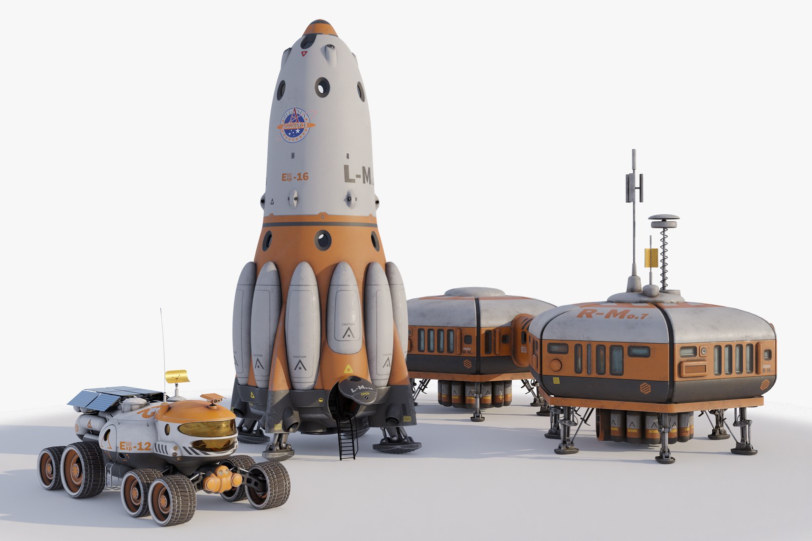 Planetary Collection Of Rocket And Explorer Vehicle And Planetary ...