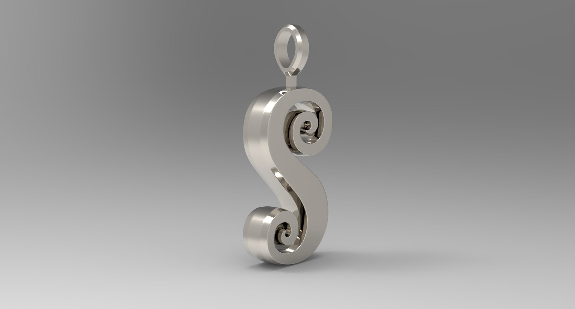 3D S Letter Pendant Platinum - TurboSquid 1902645
