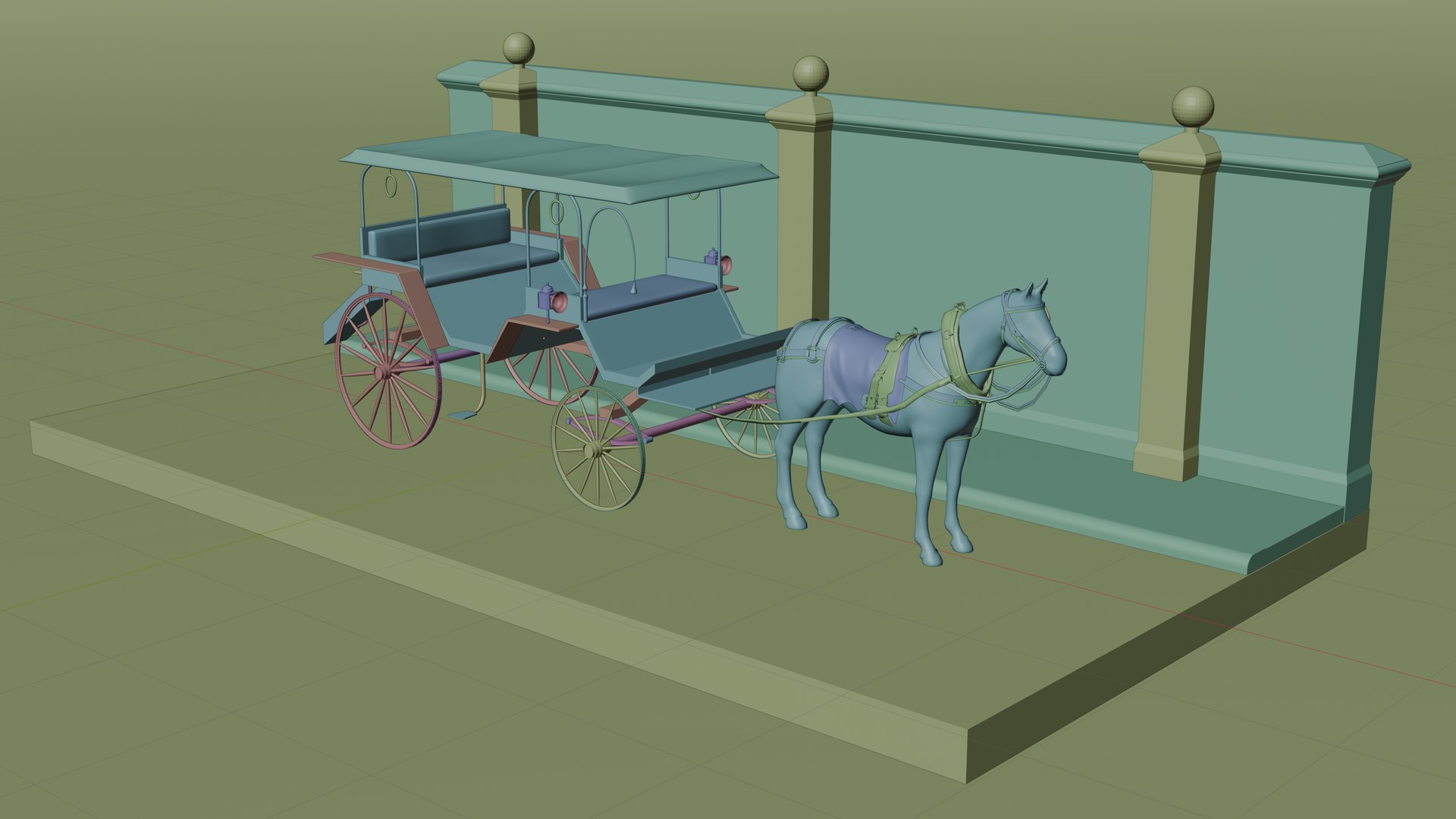 Carriage - Dokar Andong Delman Lowpoly Isometric 3D - TurboSquid 2243978