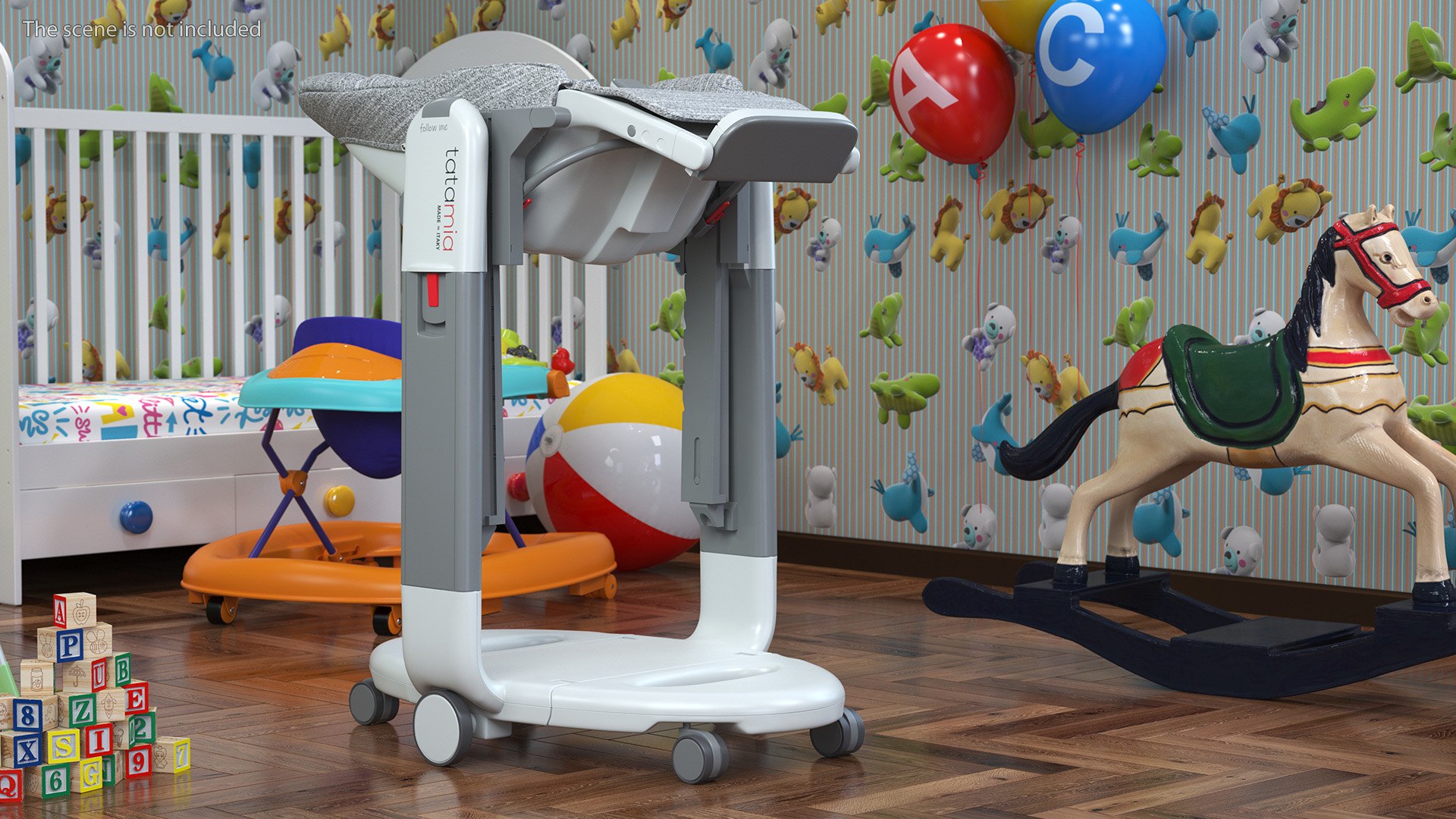 3D High Chair Peg Perego Horizontal Grey Rigged For Cinema 4D Model ...