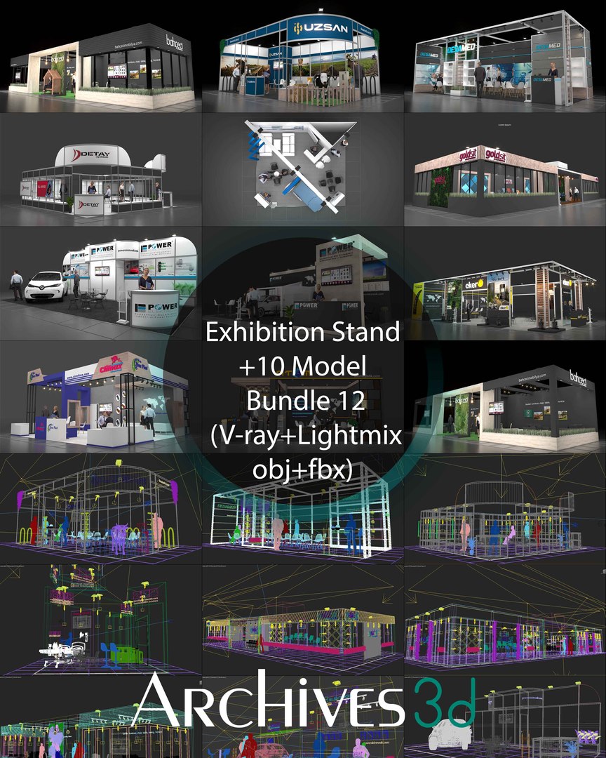 modelo 3d Exhibition Stand 10 Model Bundle 12 V-ray Lightmix - TurboSquid 2030464