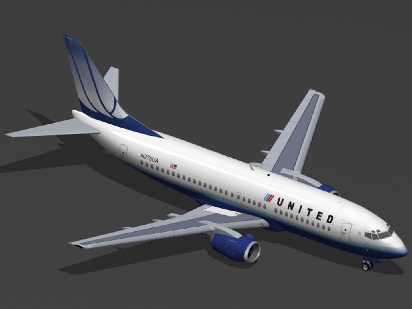 3d B 737-300 United Airlines Model