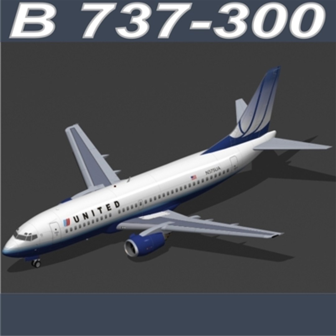 3d B 737-300 United Airlines Model