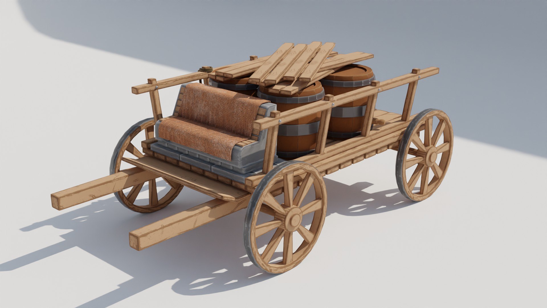 Medieval Cart With Barrels 3D Model - TurboSquid 1936850