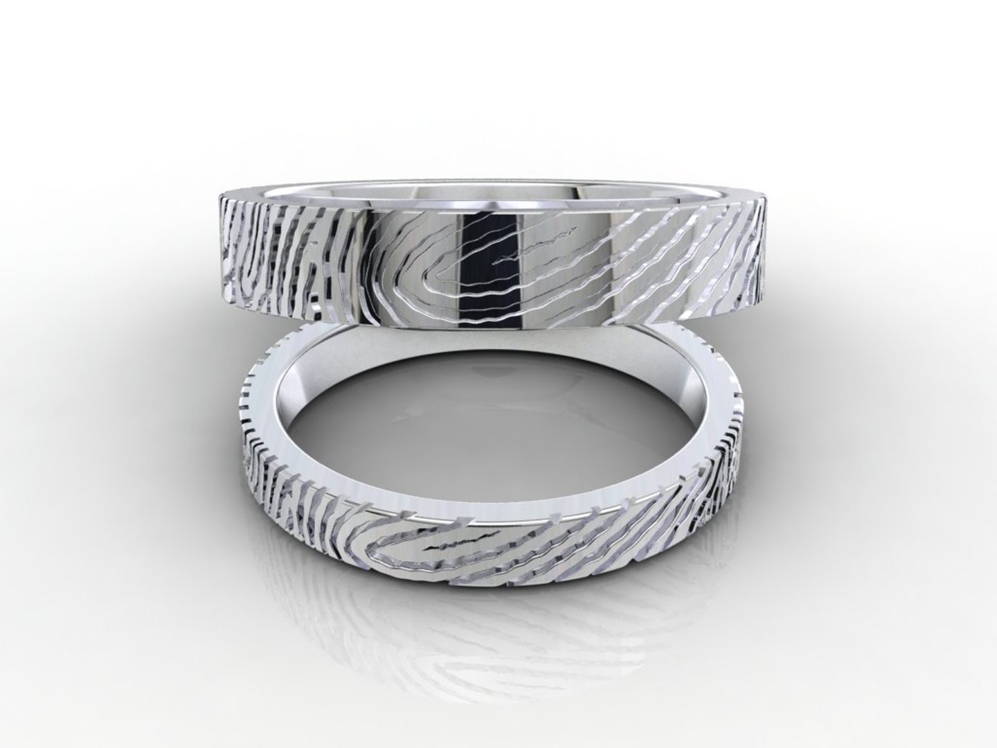3D Wedding Set Rings Finger Print Styles CAD Design For Men And Women ...