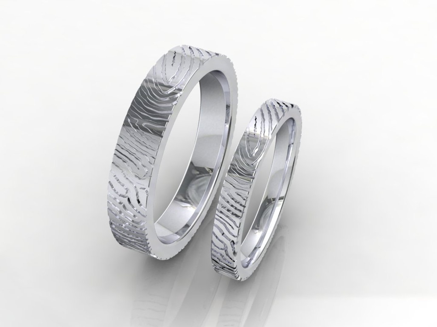 3D Wedding Set Rings Finger Print Styles CAD Design For Men And Women ...
