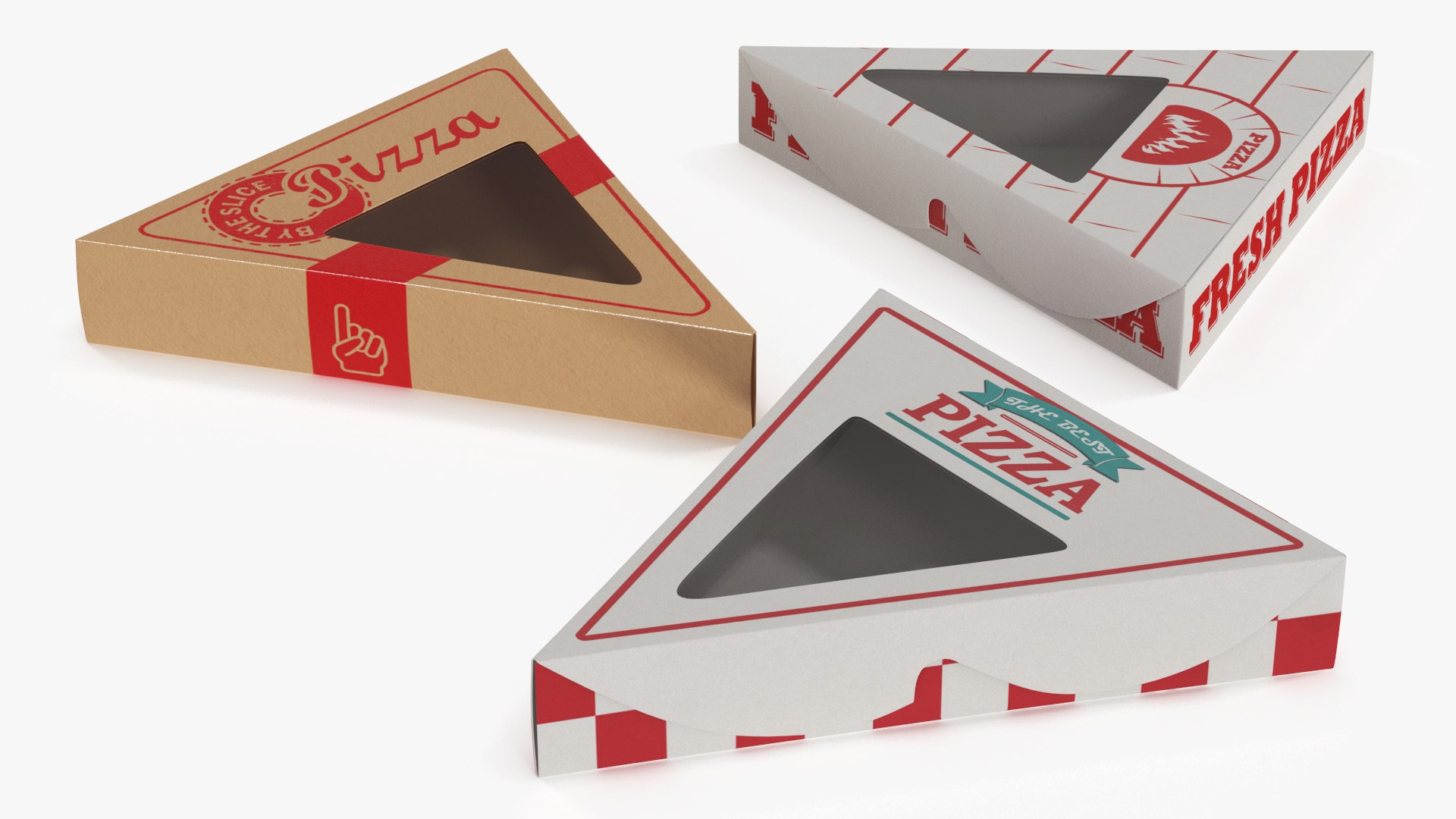 3D Set Of Triangle Pizza Packaging Boxes With Window Model - TurboSquid ...