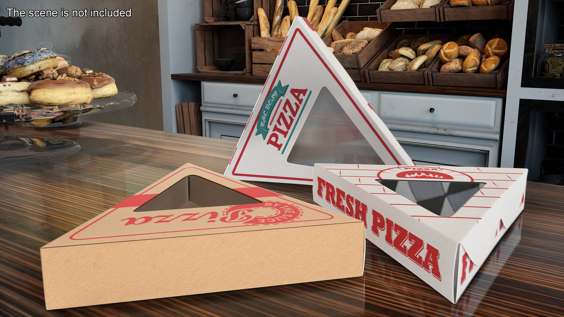 3D Set Of Triangle Pizza Packaging Boxes With Window Model - TurboSquid ...