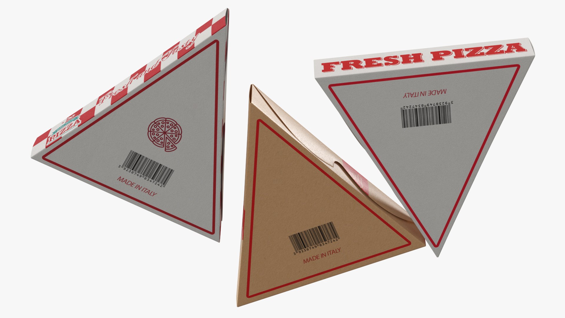 3D Set Of Triangle Pizza Packaging Boxes With Window Model - TurboSquid ...