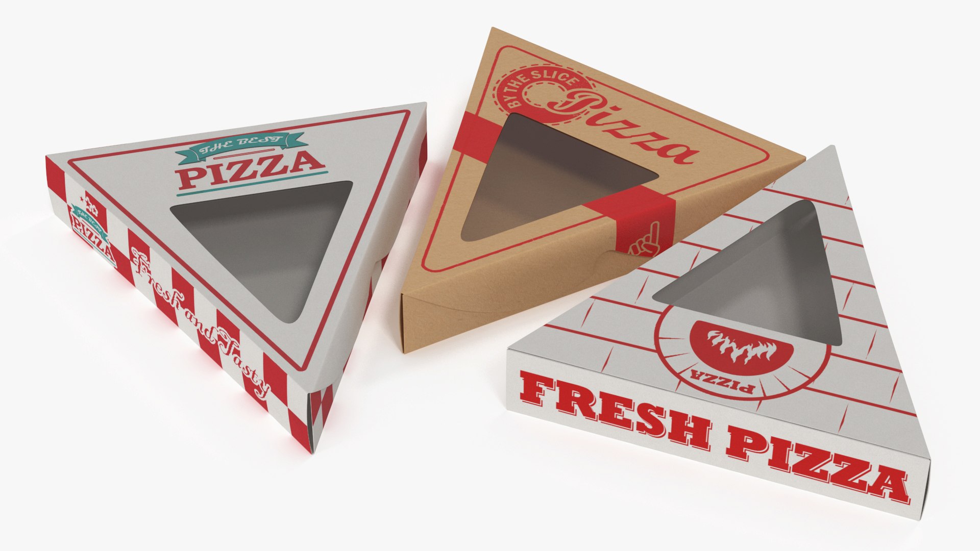 3D Set Of Triangle Pizza Packaging Boxes With Window Model - TurboSquid ...