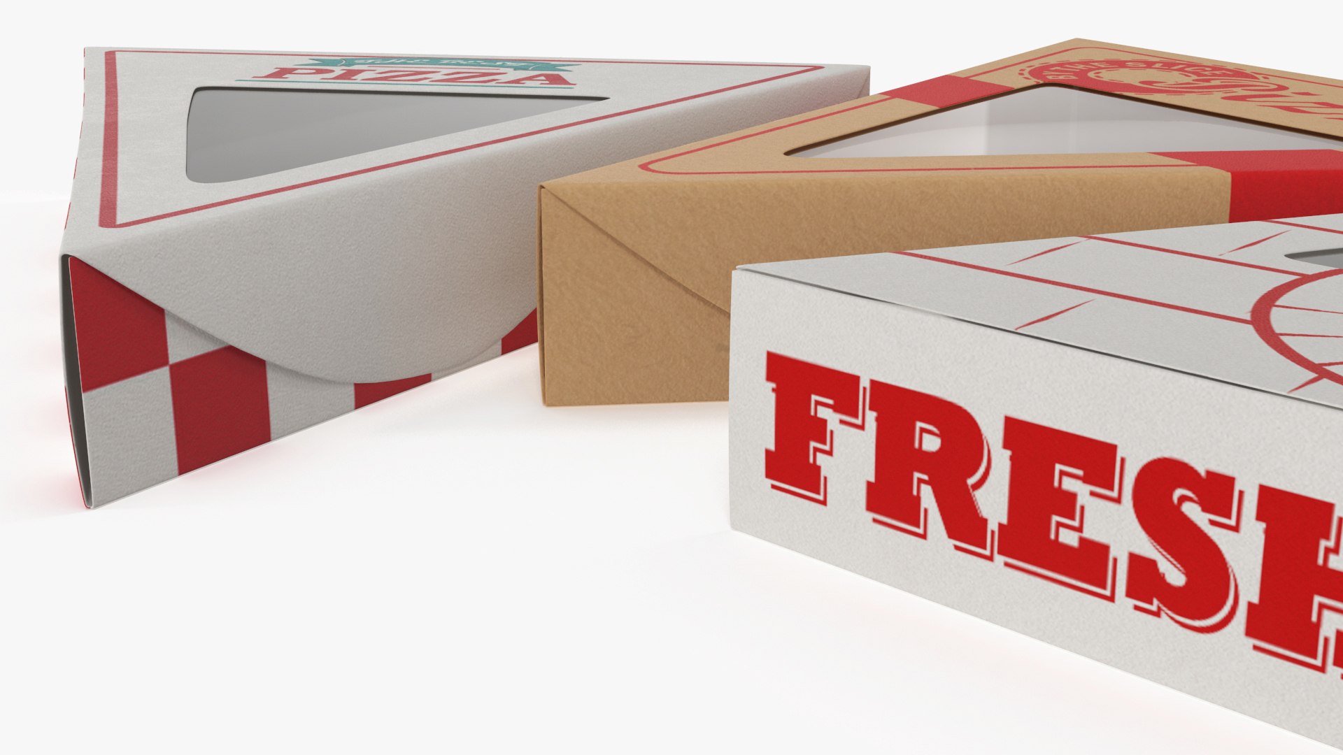3D Set Of Triangle Pizza Packaging Boxes With Window Model - TurboSquid ...