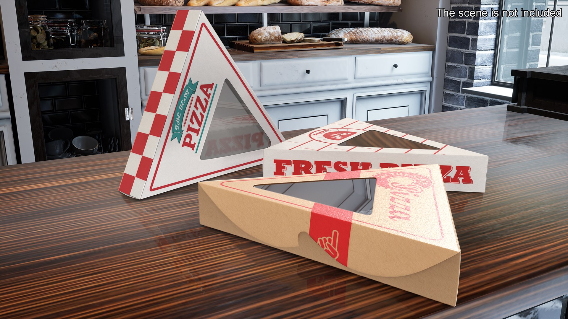 3D Set Of Triangle Pizza Packaging Boxes With Window Model - TurboSquid ...