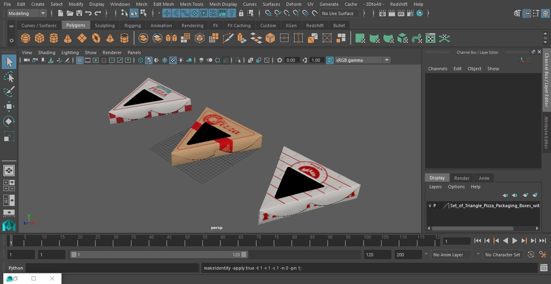 3D Set Of Triangle Pizza Packaging Boxes With Window Model - TurboSquid ...