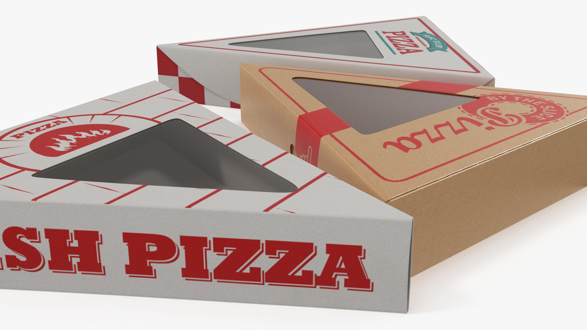 3D Set Of Triangle Pizza Packaging Boxes With Window Model - TurboSquid ...