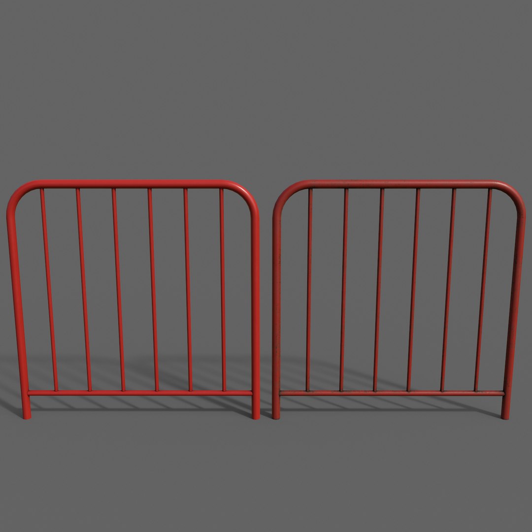 3D PBR Pedestrian Guard Rail Red V2 - TurboSquid 1866721