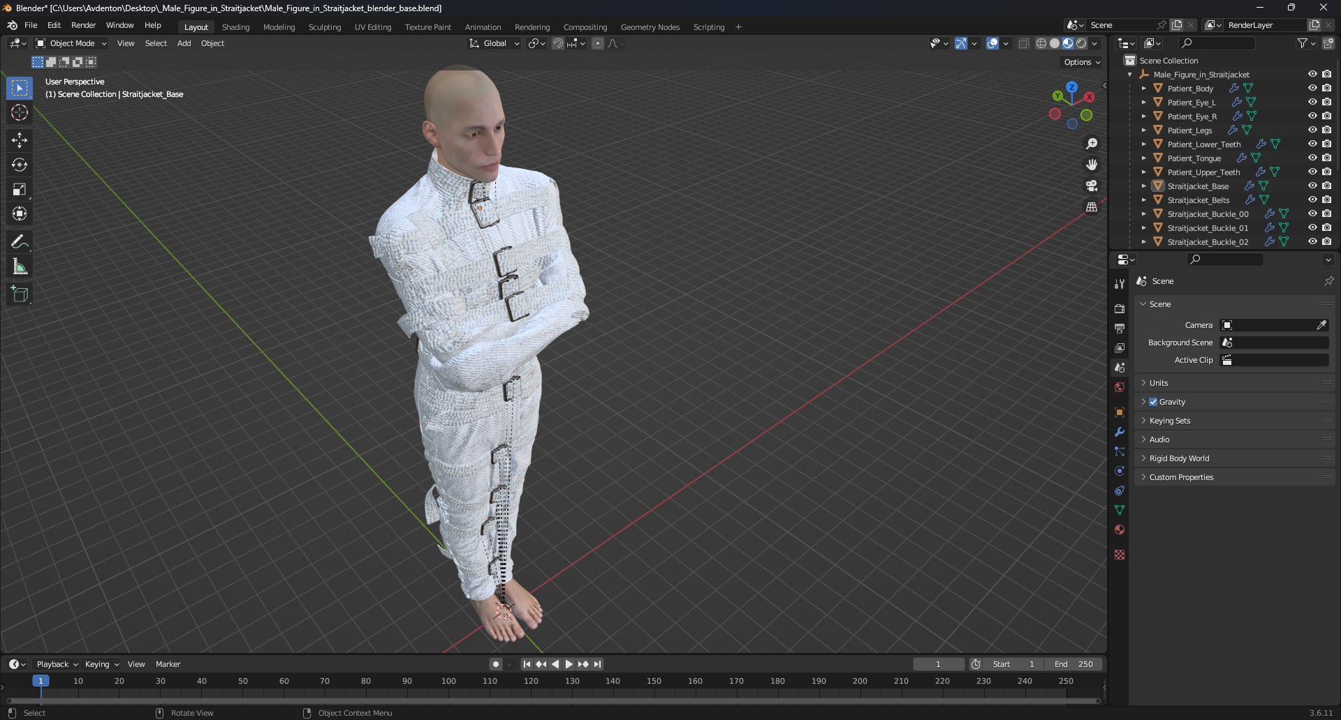Male Figure In Straitjacket 3D - TurboSquid 2291256