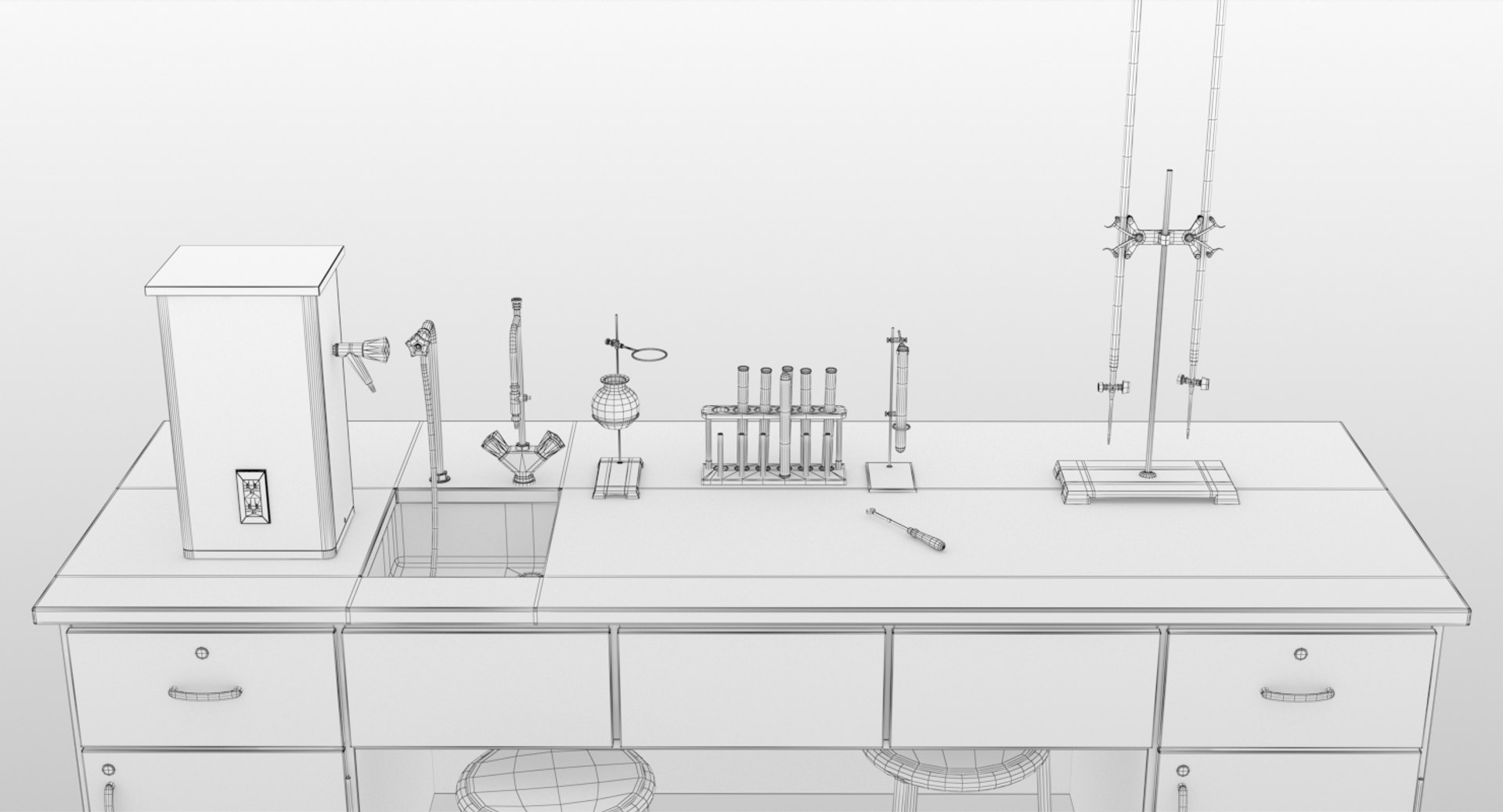 Realistic laboratory equipment desk model - TurboSquid 1237805