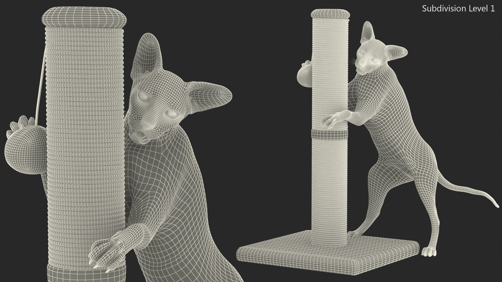 3D Model Cat Playing With A Scratching Post - TurboSquid 1819634