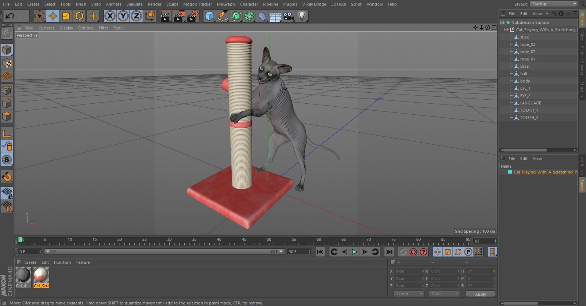 3D Model Cat Playing With A Scratching Post - TurboSquid 1819634
