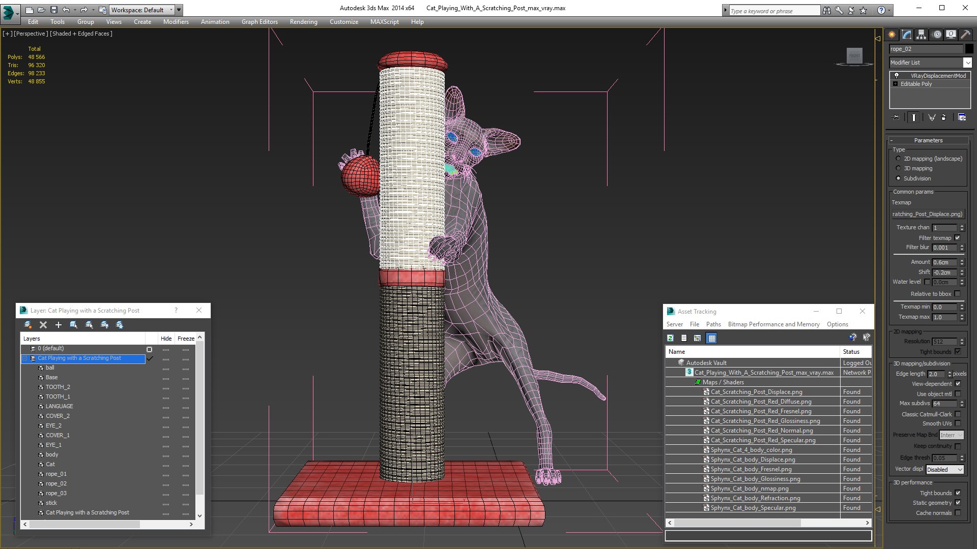 3D Model Cat Playing With A Scratching Post - TurboSquid 1819634