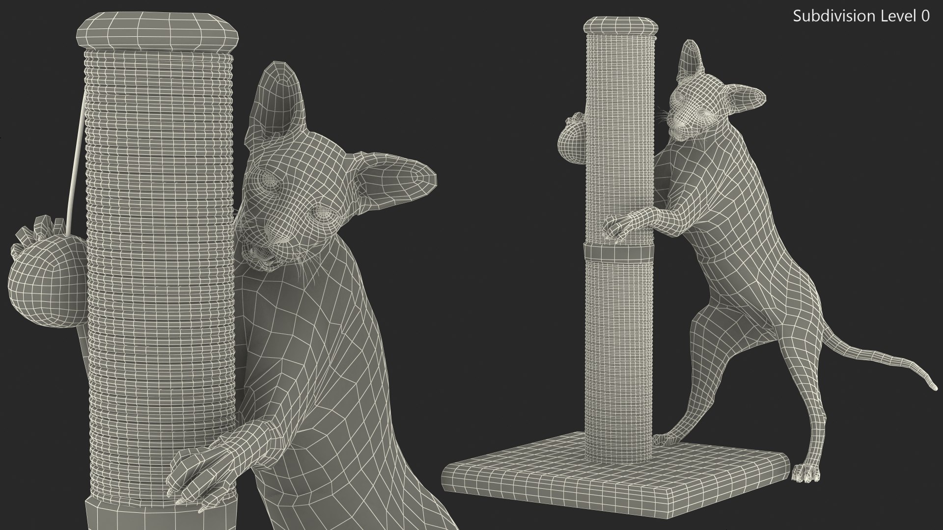 3D Model Cat Playing With A Scratching Post - TurboSquid 1819634