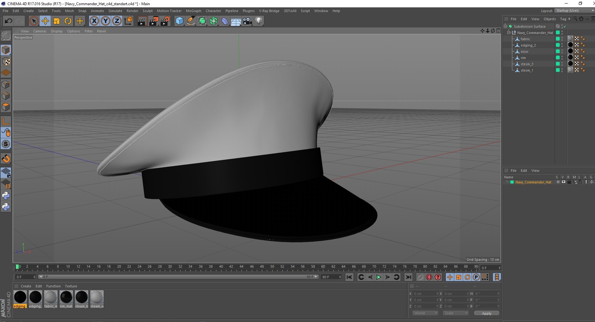 3D Model Navy Commander Hat - TurboSquid 2197564