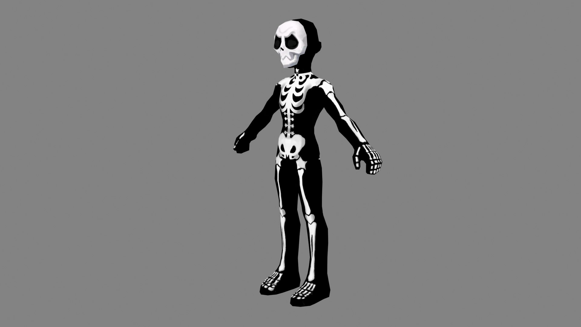 3D Cartoon Halloween Costume - Boy Skeleton Model - TurboSquid 2108250