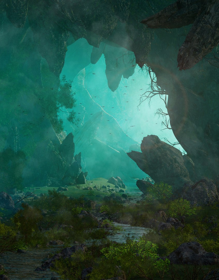 Inside Green Cave Environment 3D Model - TurboSquid 2106996