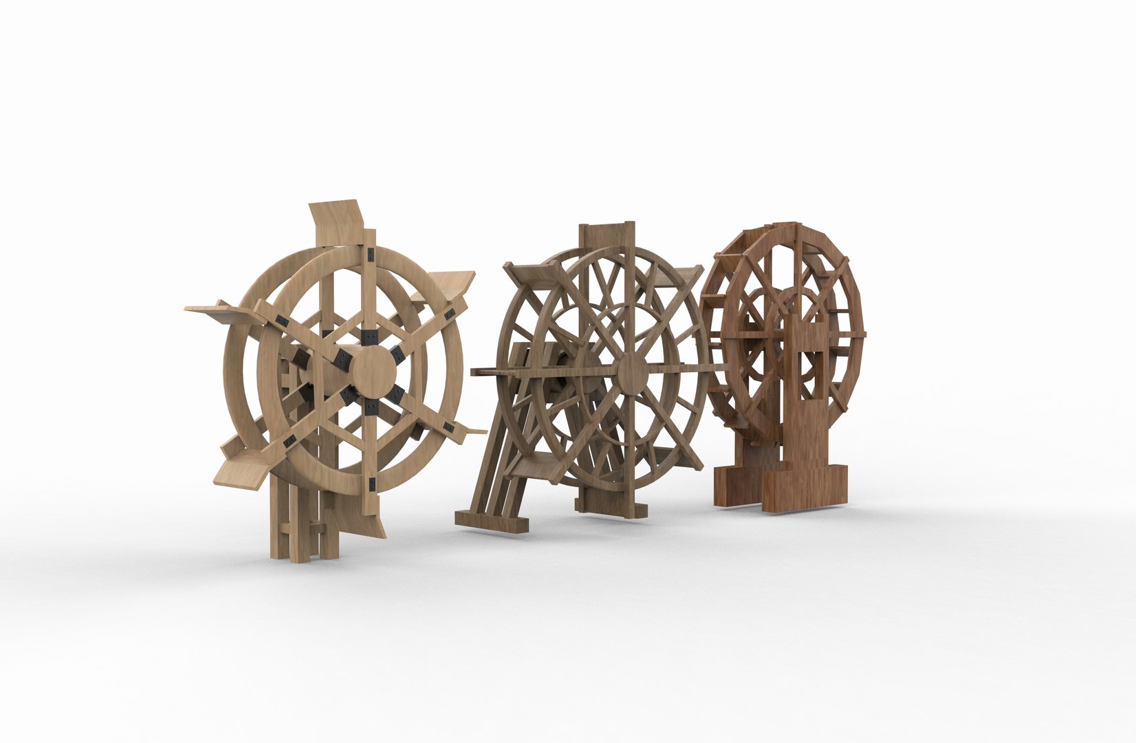 3D Watermill Wheel Set 02 3D Model - TurboSquid 2503609