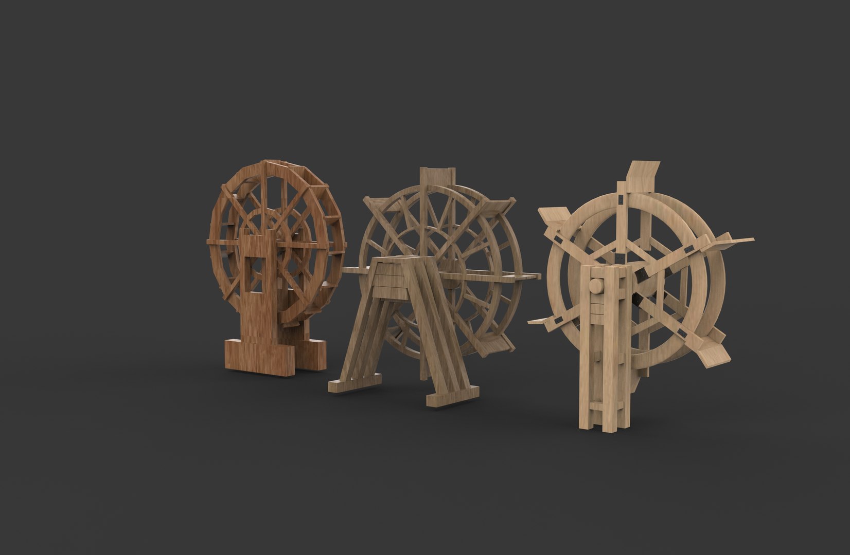 3D Watermill Wheel Set 02 3D Model - TurboSquid 2503609