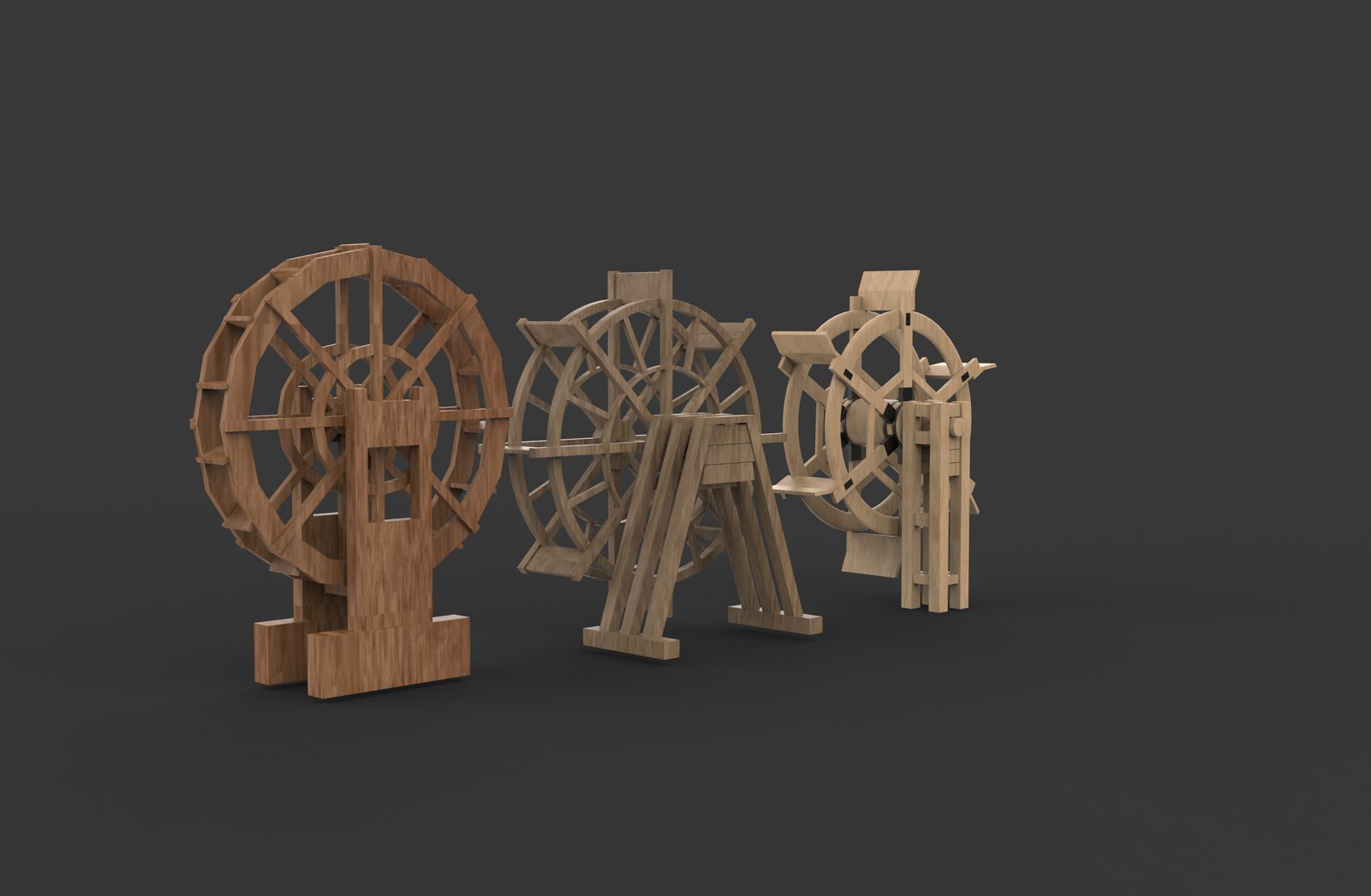3D Watermill Wheel Set 02 3D Model - TurboSquid 2503609