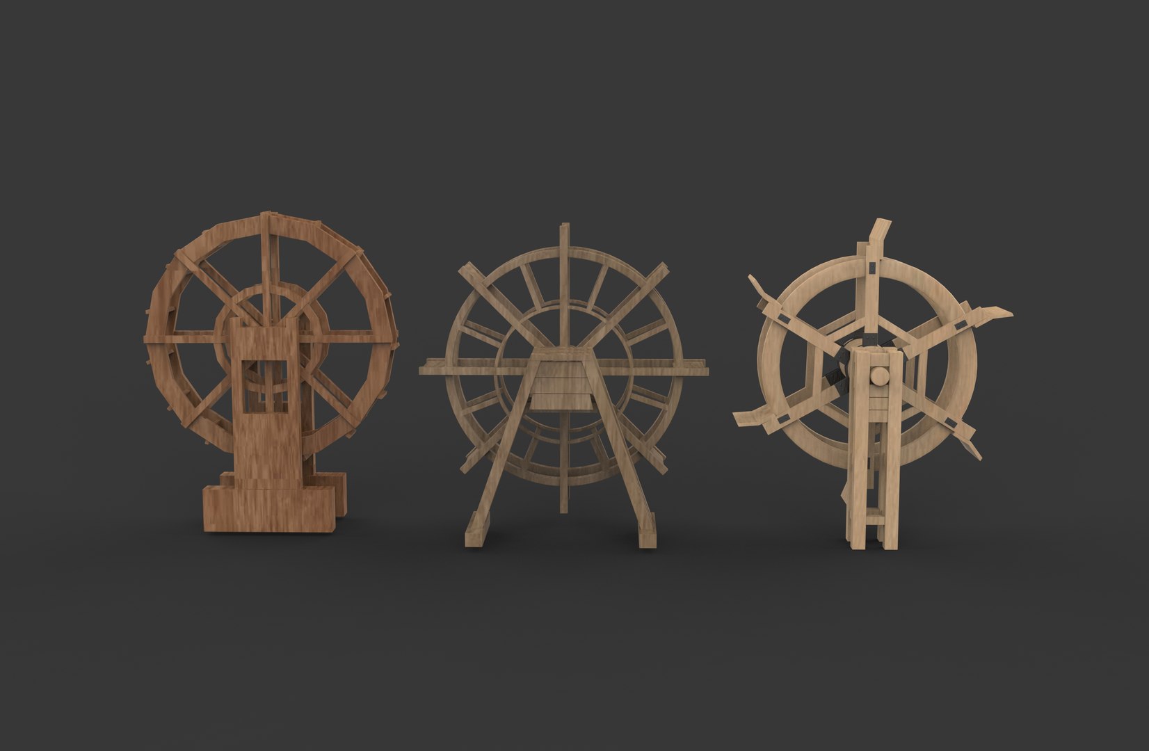 3D Watermill Wheel Set 02 3D Model - TurboSquid 2503609