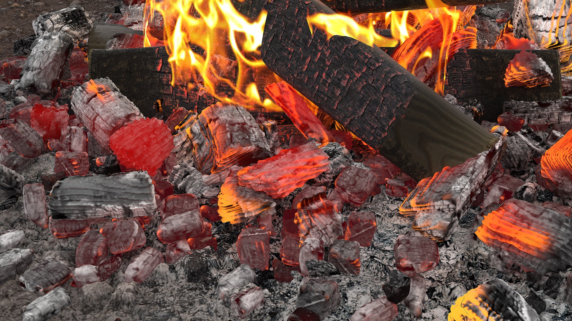 3D Bonfire Burning With Fire Ashes - TurboSquid 1935004