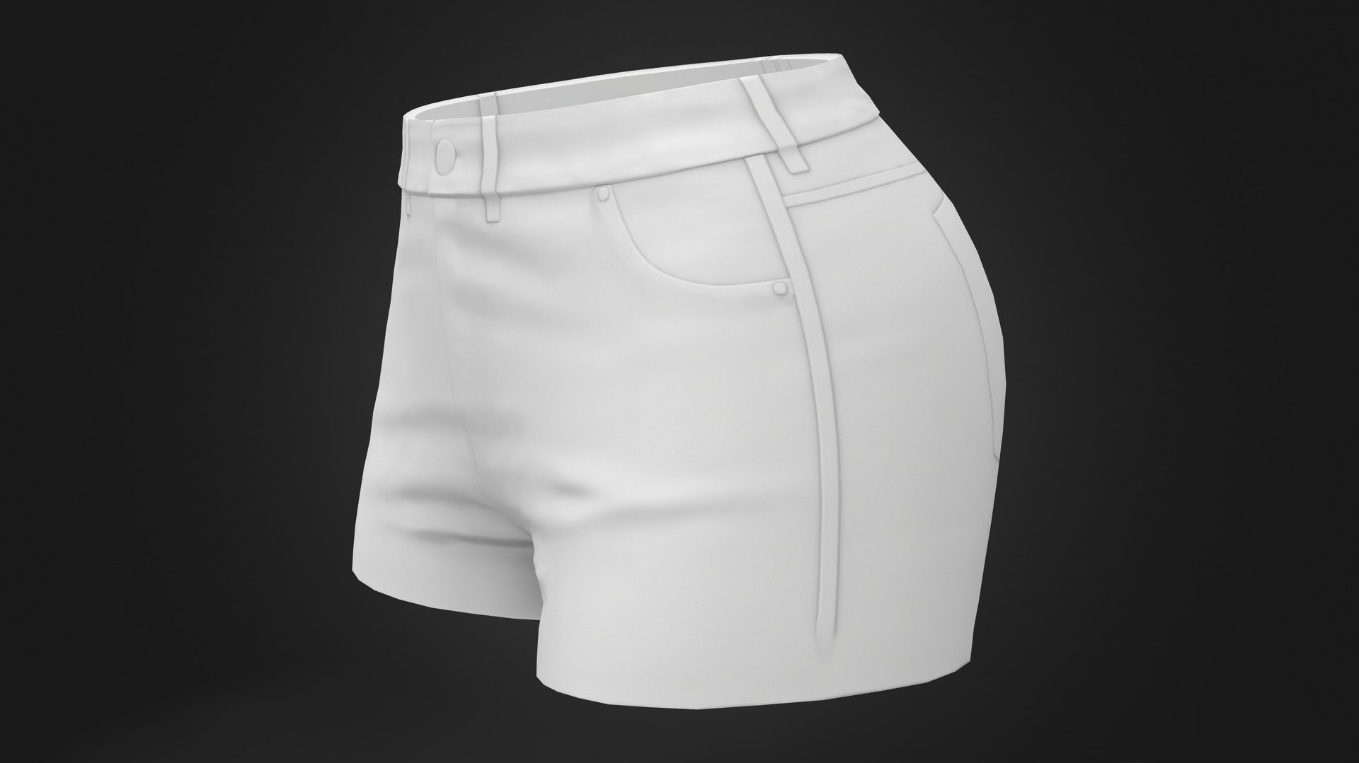 Torn Edge Mini Denim Shorts Pants 3D Model - TurboSquid 1970465