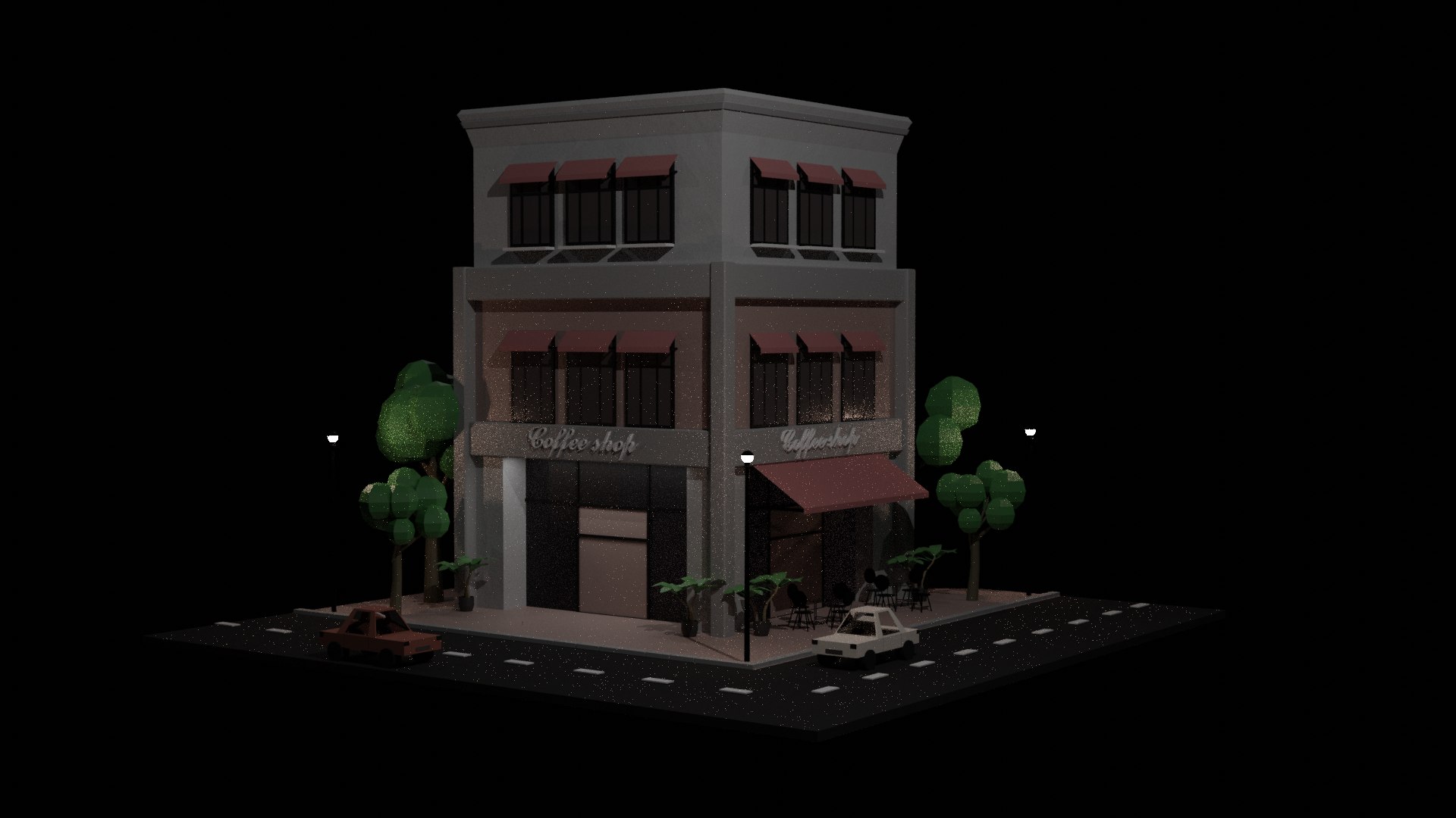 3D low poly caffe model - TurboSquid 1778394