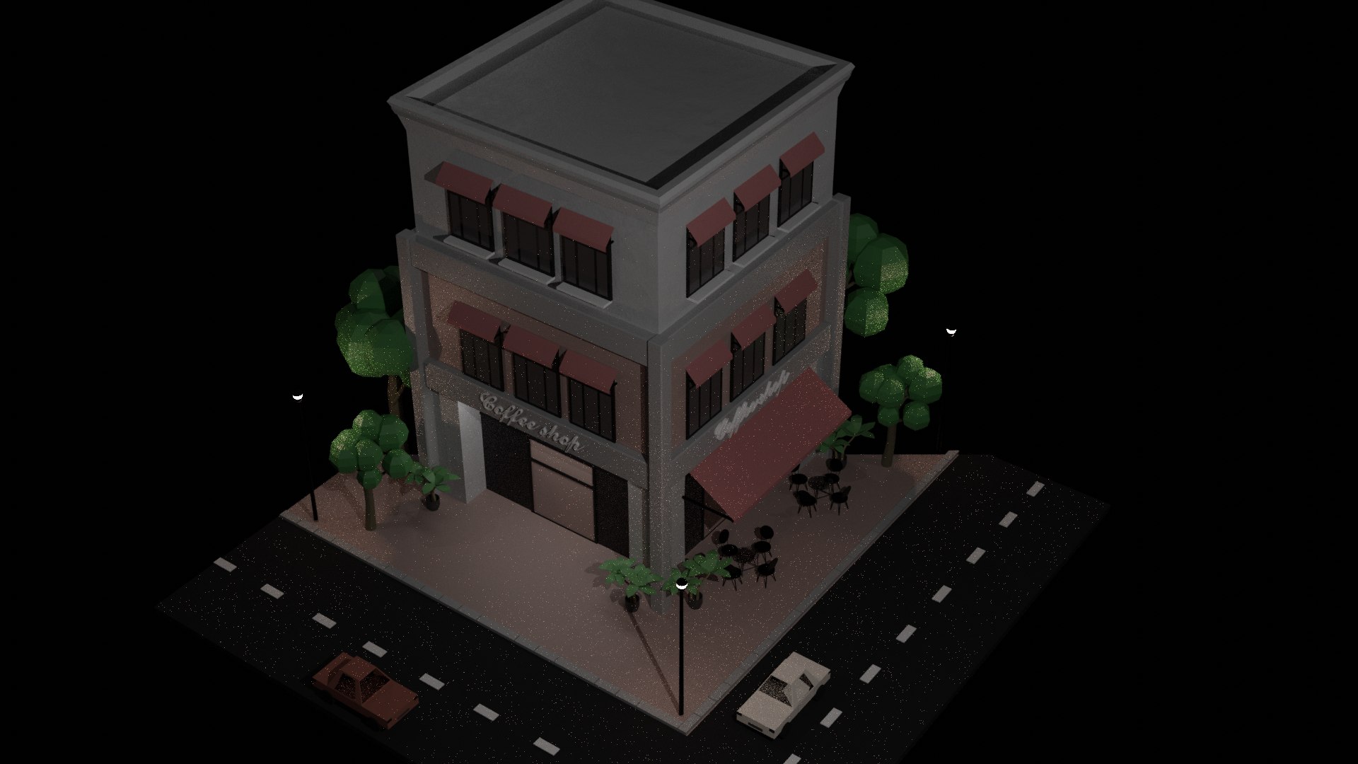 3D low poly caffe model - TurboSquid 1778394