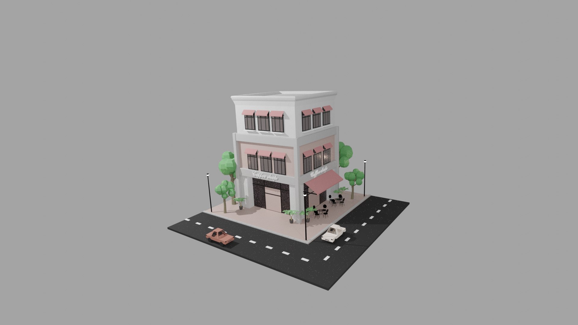 3D low poly caffe model - TurboSquid 1778394