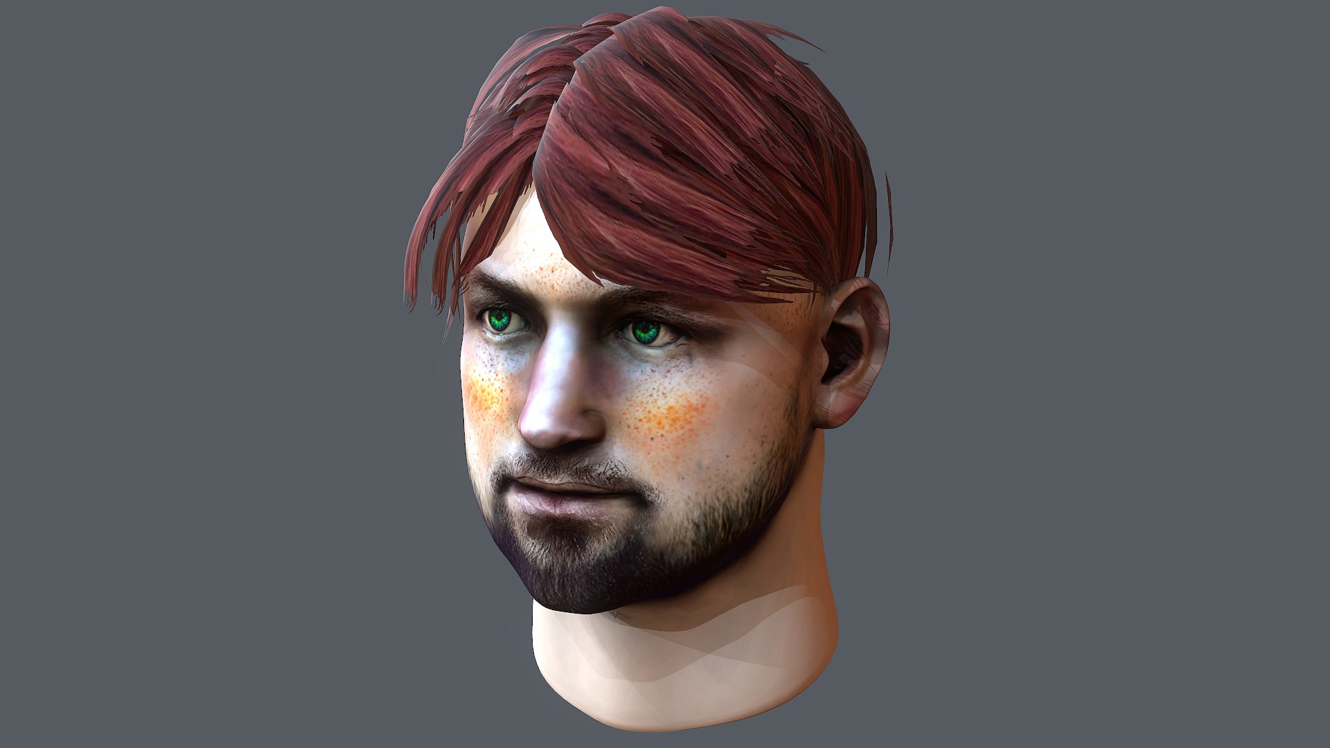 Realistic White Male Head Bundle 3D Model Game Ready Low-poly Low-poly ...