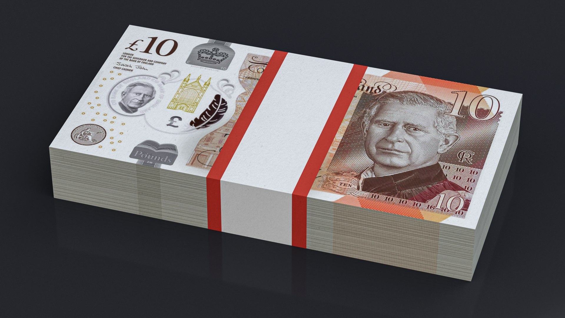 UK Currency 10 Pounds Banknotes Pack 3D - TurboSquid 2258161