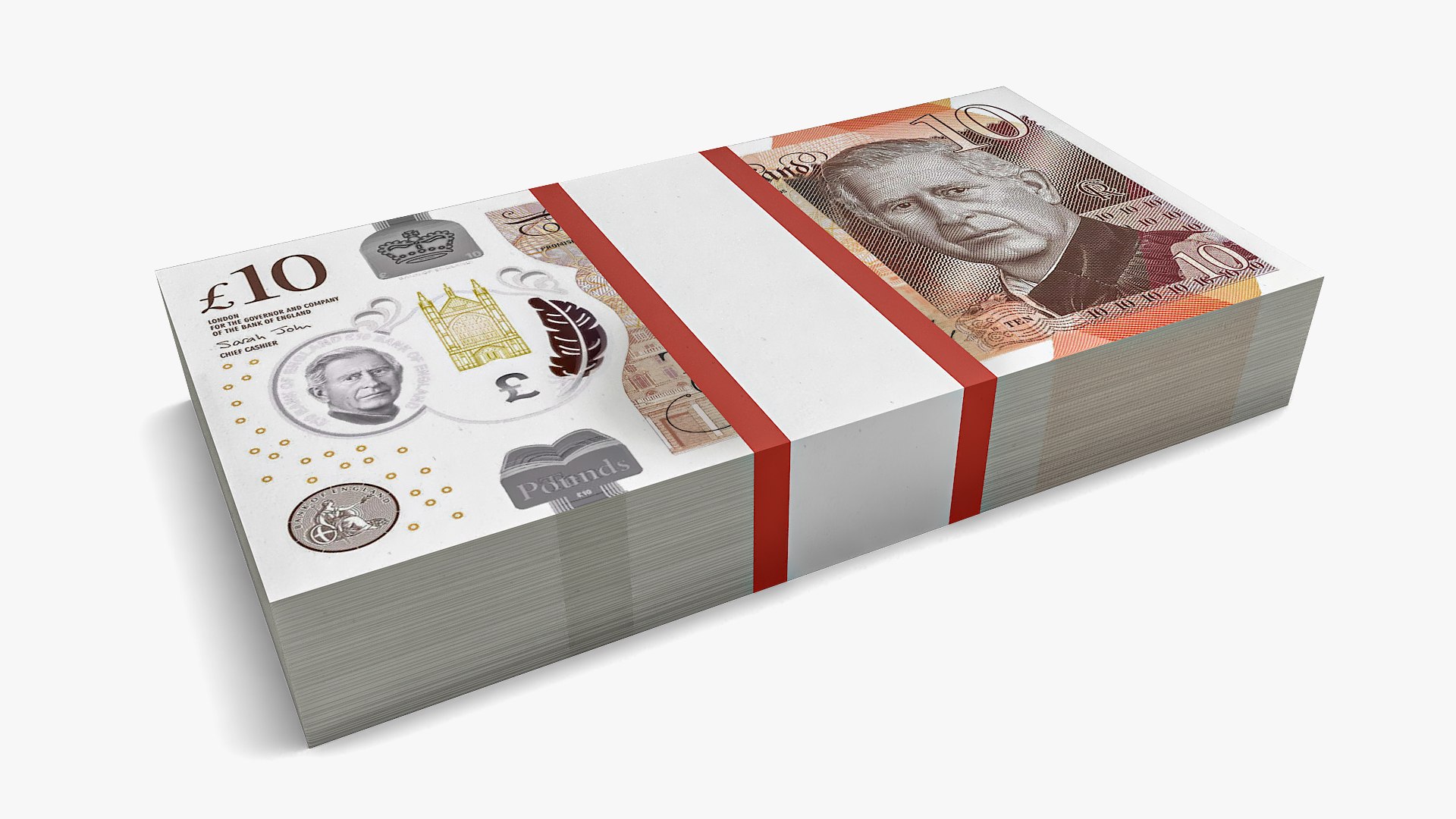 UK Currency 10 Pounds Banknotes Pack 3D - TurboSquid 2258161