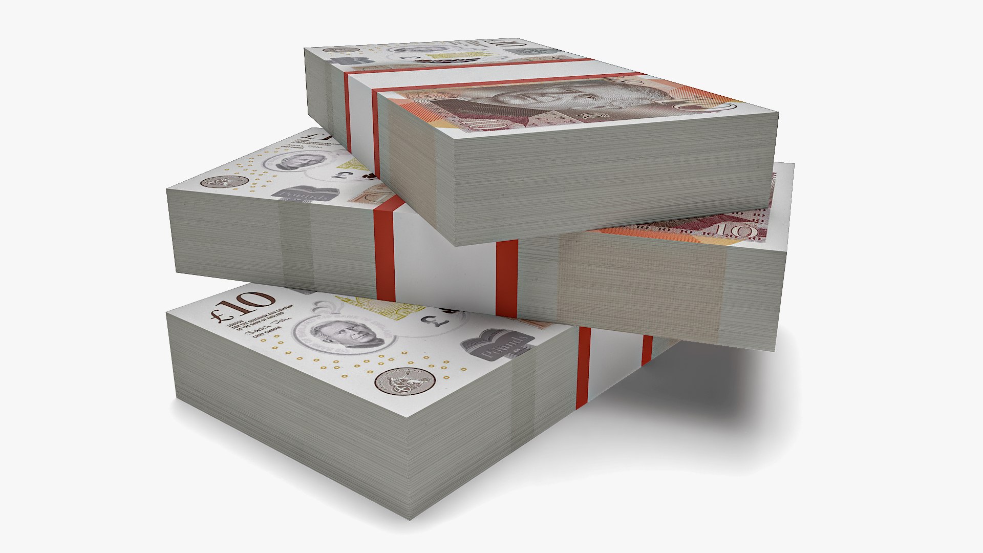 UK Currency 10 Pounds Banknotes Pack 3D - TurboSquid 2258161